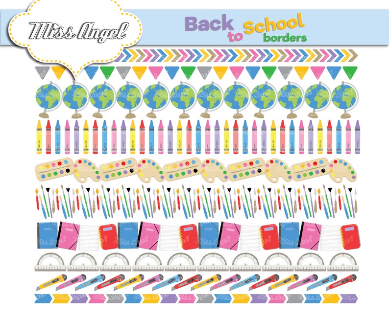 School Supplies Borders Clipart. Back to School Borders. School ...
