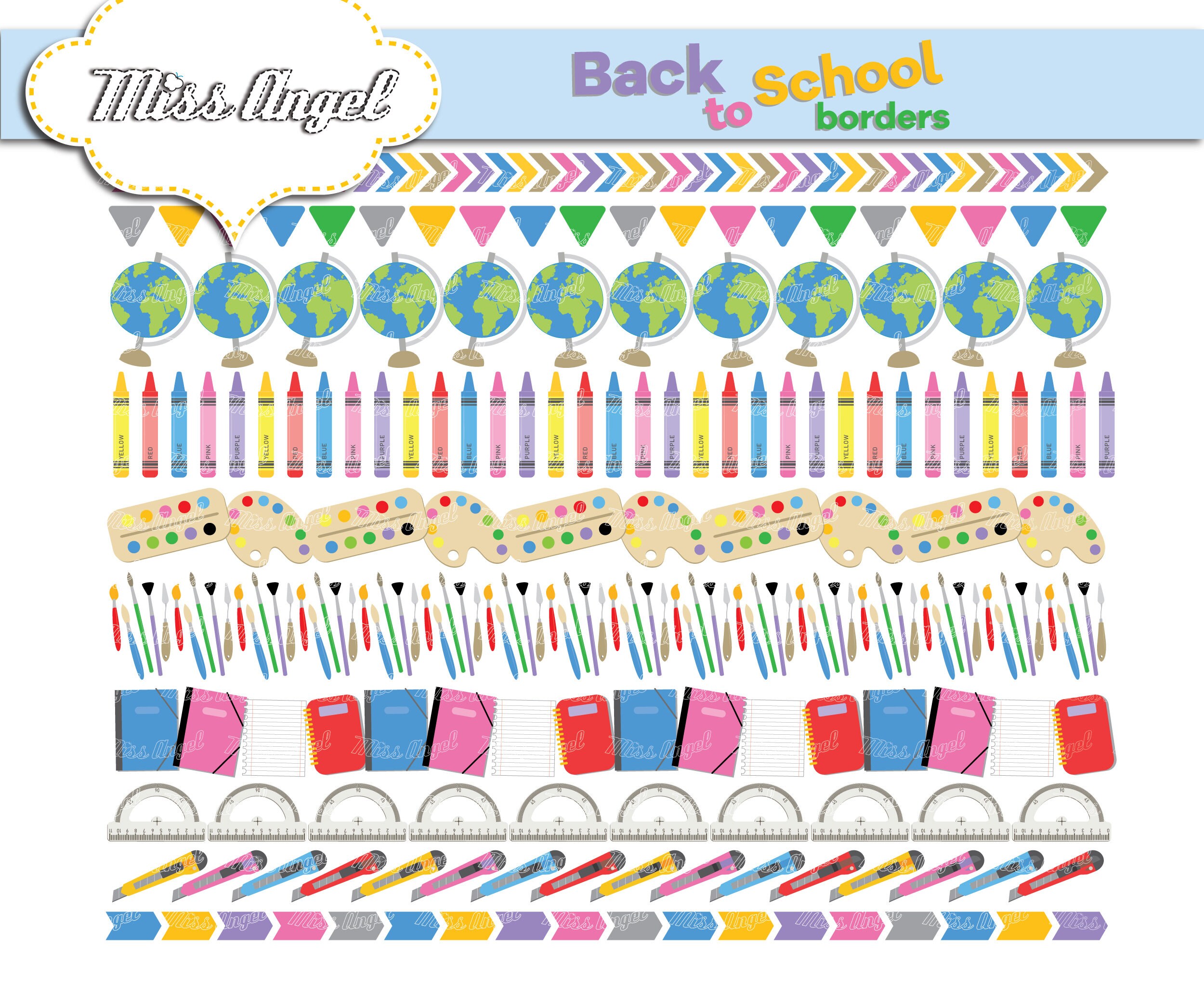 School Supply Clipart Borders