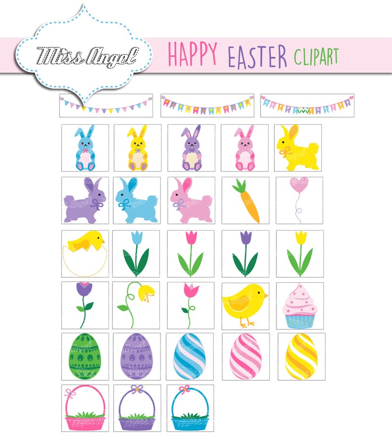 Easter Clipart Bundle. Clip Art. Happy Easter Clip Art. Easter Bunny ...