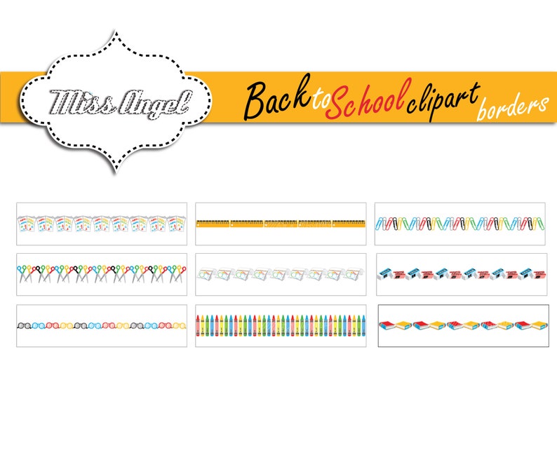 Back to School CLIPART Borders. School Borders. School Supplies ...