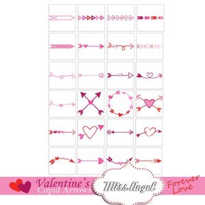 Valentines Cupid Arrows Clip Art. 24 Love Arrows. Digital Clip Art ...