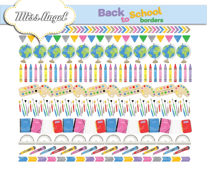 School Supplies Borders Clipart. Back to School Borders. School ...