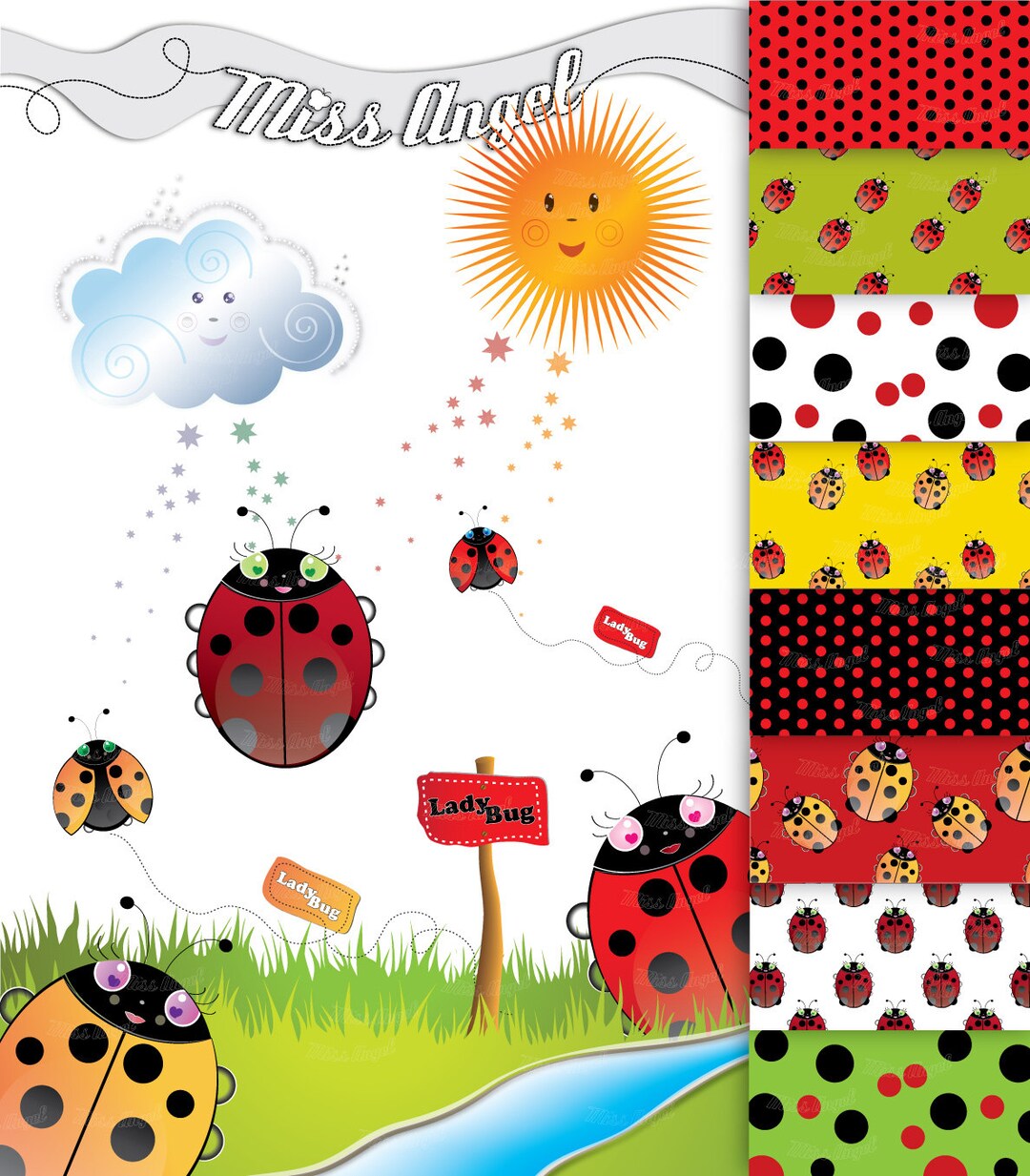 Spring Clipart, Ladybugs, Ladybug Digital Sheets. Ladybugs Clip Art and ...
