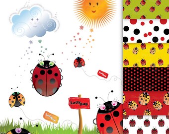 Ladybug Digital Scrapbook Paper & Ladybug Clip Art Lady Bug - Etsy