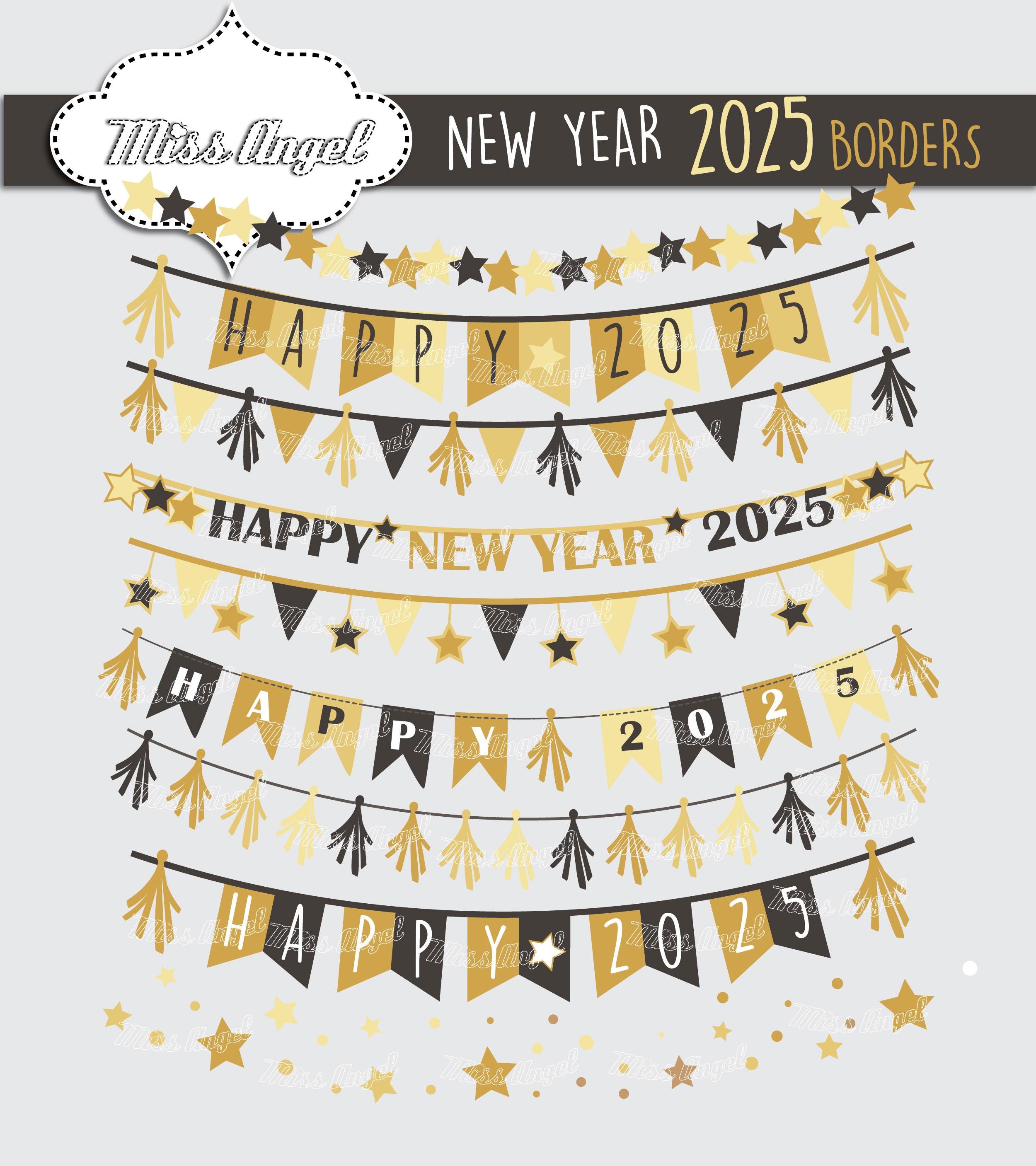New Years Clipart Border New Year Stars PNG Transparent, New Year