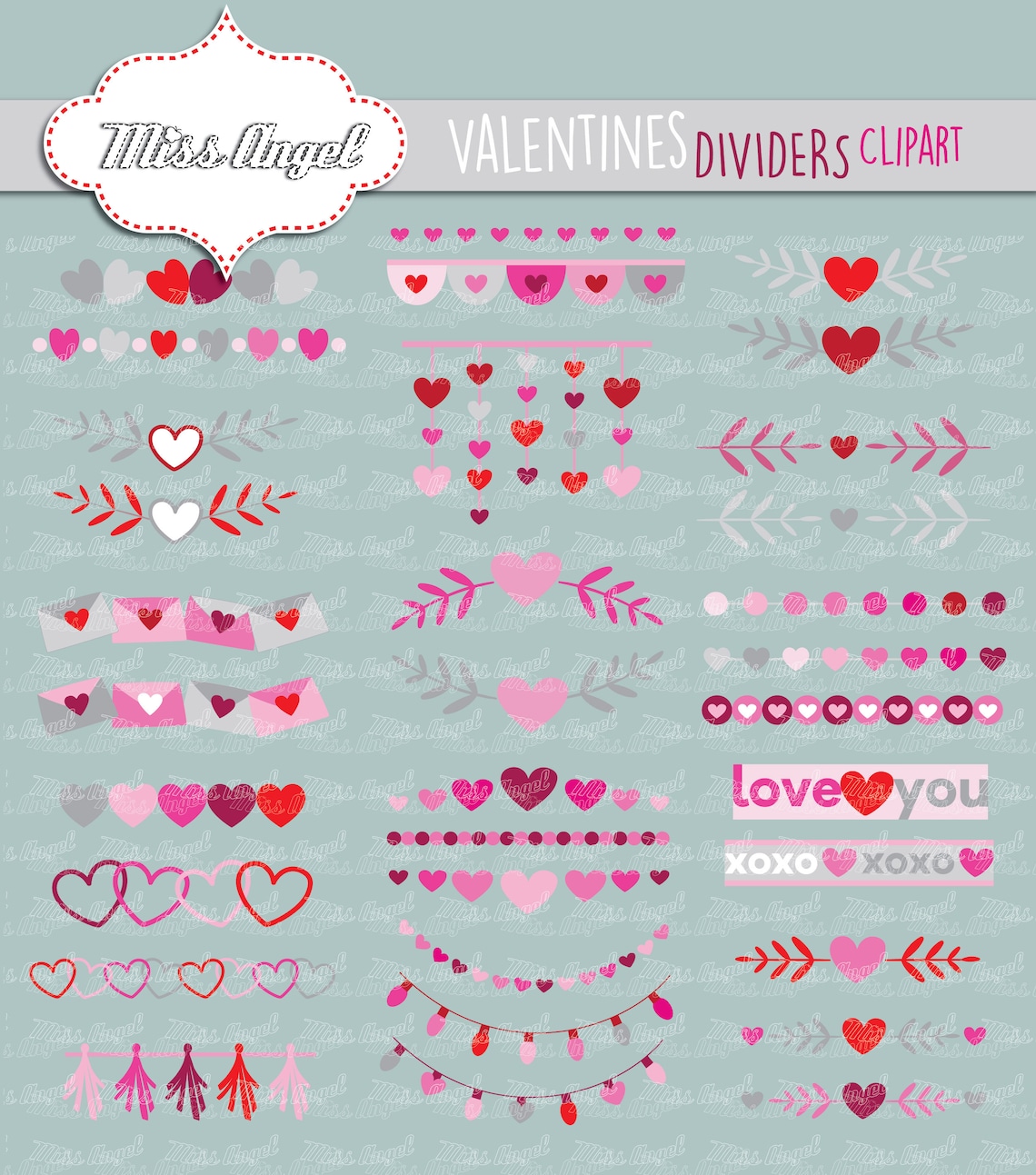 Valentine's Day Dividers. Heart Dividers. 33 Romantic - Etsy