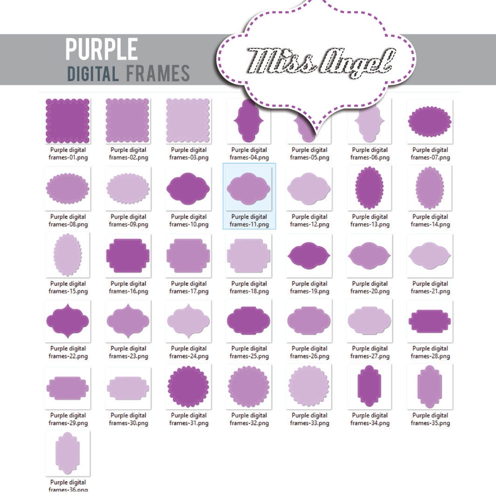 Purple Digital Frames, TAGS Clipart, 36 Digital Labels Clip Art ...