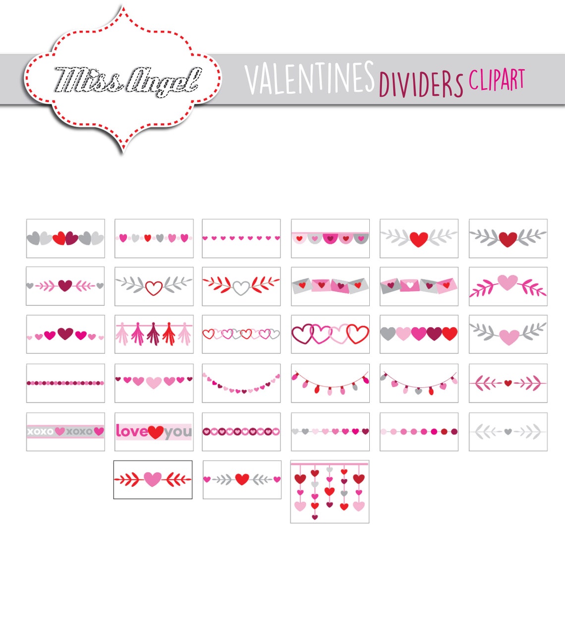 Valentine's Day Dividers. Heart Dividers. 33 Romantic Dividers ...