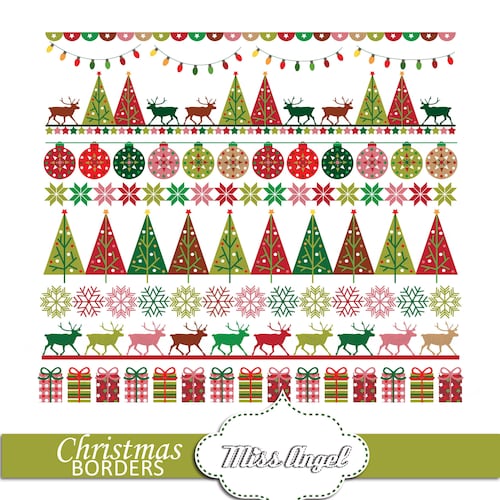 Digital Christmas Borders Clipart. Small Commercial Use. Green - Etsy