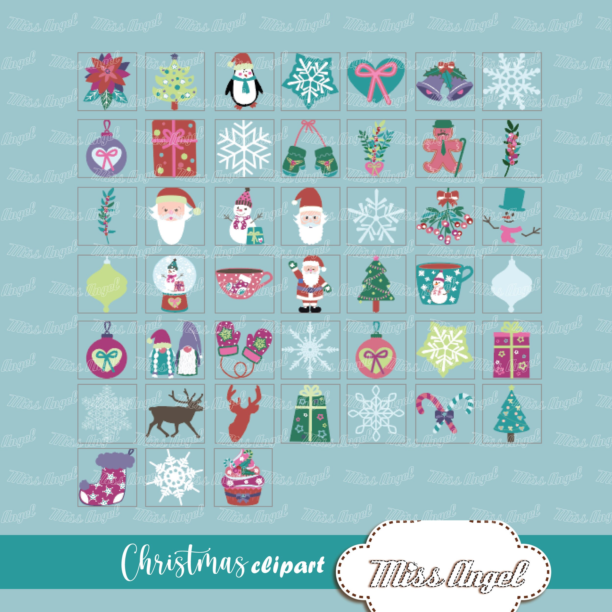 Christmas Christmas Clipart. Digital Christmas Clipart Bundle. Small ...