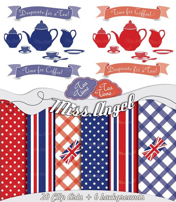 British Tea Clipart and Mixed Paper Sheets. Cup of Tea China | Etsy
