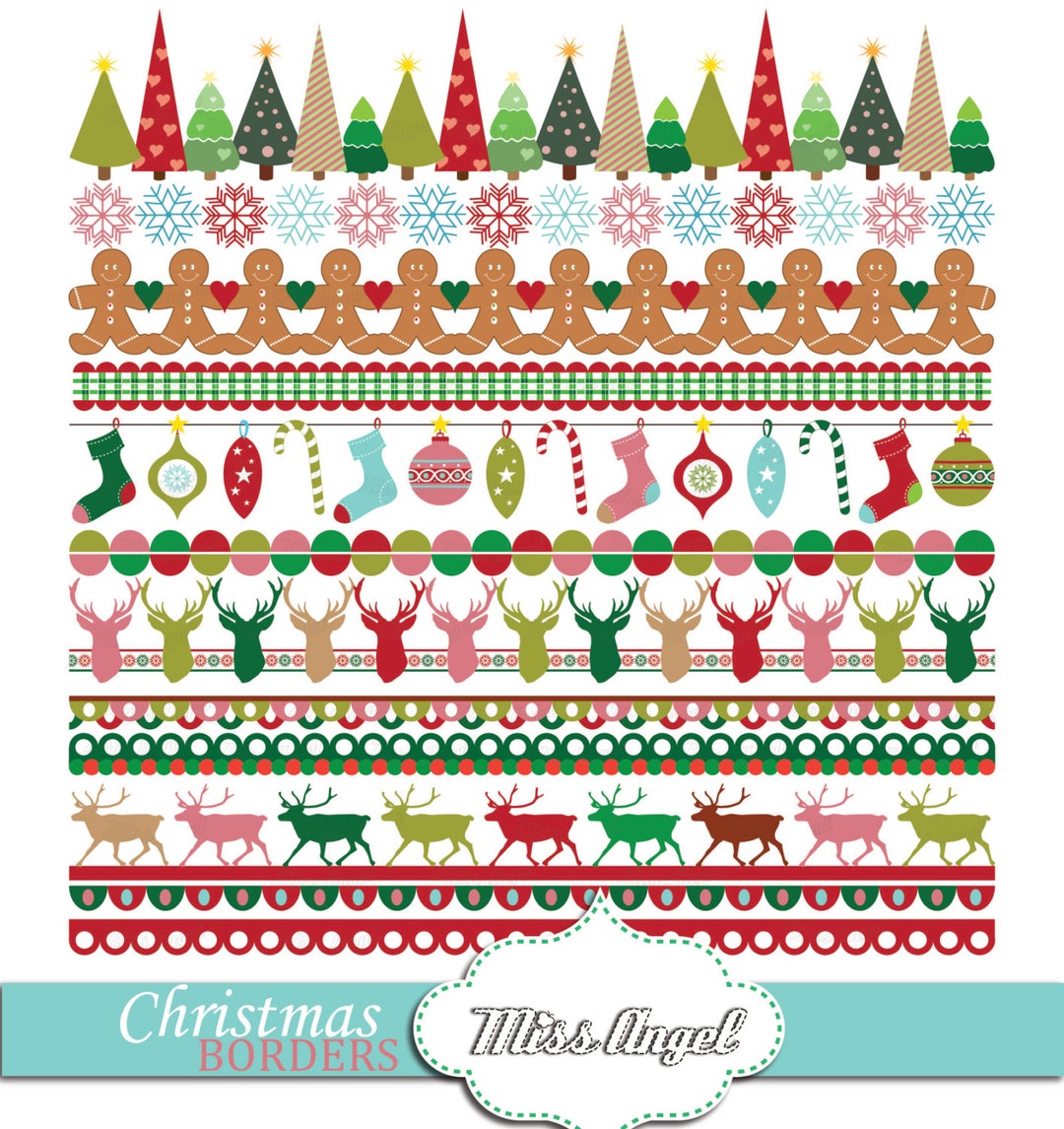 Christmas Borders, Bunting Banners Clip Art. Christmas Ribbons. Small ...