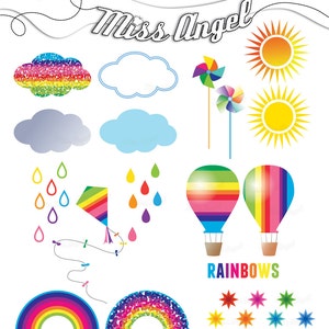 Rainbow CLIPART Set. Rainbow Weather 6" Clip Arts. Colorful Rainbow ...