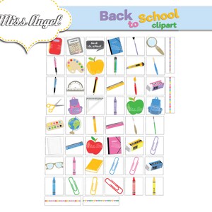 School Supplies Clipart. Back to School CLIPART. Digital School ...