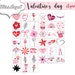 Valentines Day Clipart Bundle. Valentine Clipart Set. Pink Red Hearts ...