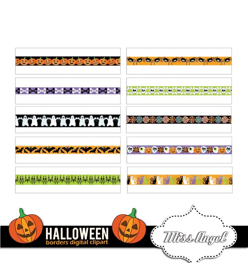 Halloween Borders Clipart. Printable Halloween Digital Border Pattern ...