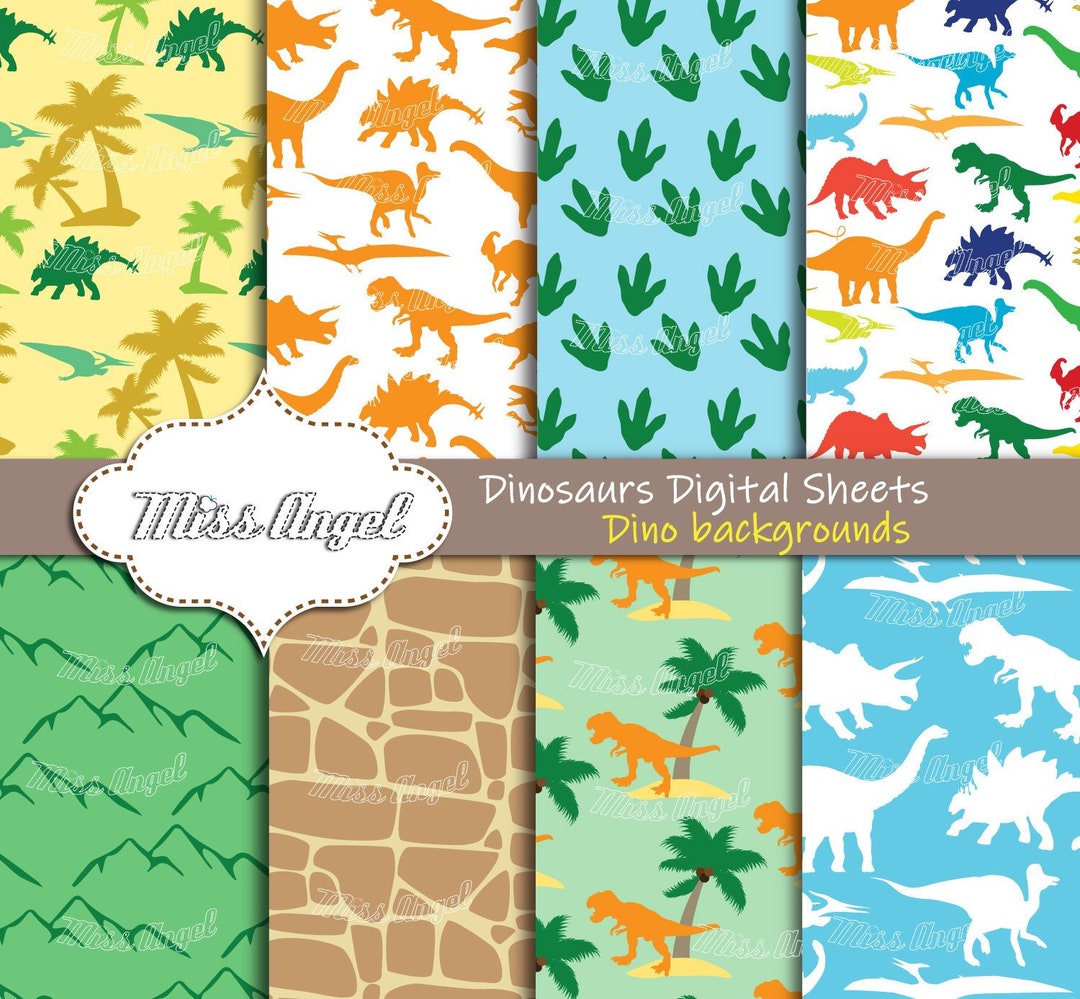 Dinosaurs Digital Sheets. Dinosaur Patterns. Set of 8 Dino Digital ...