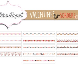 Valentine's Day Borders Clipart. Valentine's Bunting Banners. Printable ...