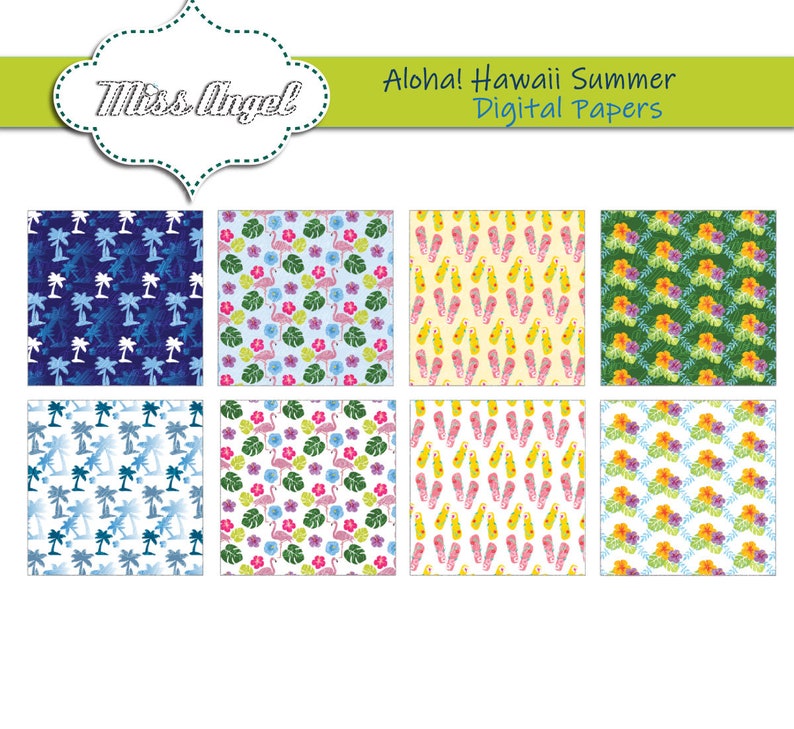 Hawaii Digital Papers. Aloha Paper Set. Hawaiian Digital Sheets ...