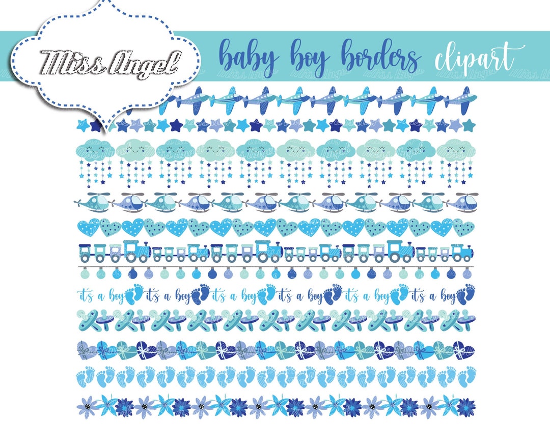 Baby Boy Borders Set. Baby Boy Digital Borders, Baby Blue Digital ...