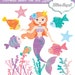 Mermaid Clipart. Digital Under the Sea Mermaid. Cute Fish Clip Art ...