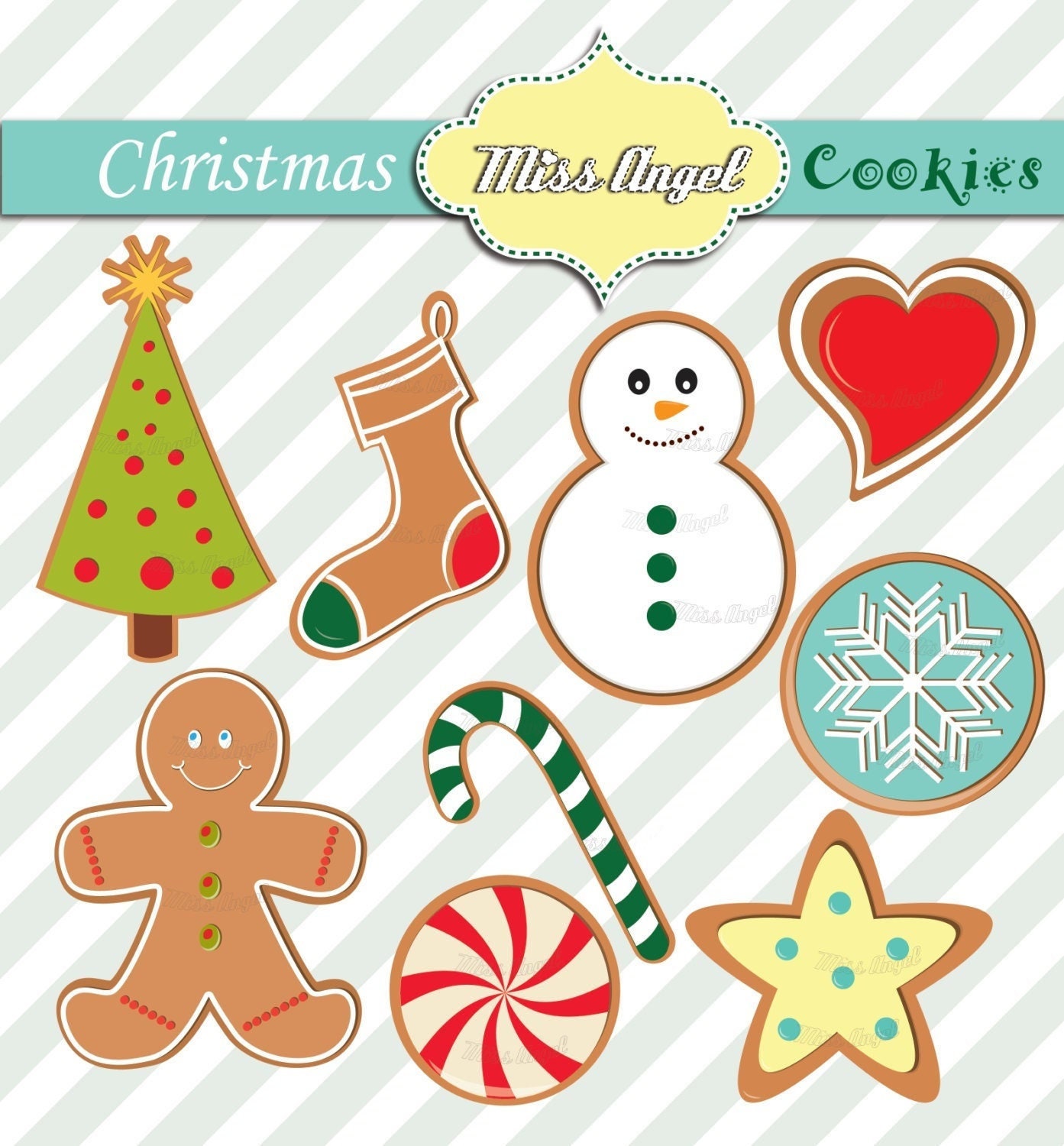 Christmas Cookies Clipart. Gingerbread Clipart. Christmas Digital ...