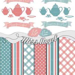 Tea Clipart Wrapping Paper Sheets. Vintage Cup of Tea | Etsy