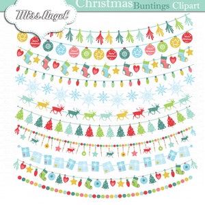 Digital Christmas Buntings Clipart. Red Green Blue. Small Commercial ...