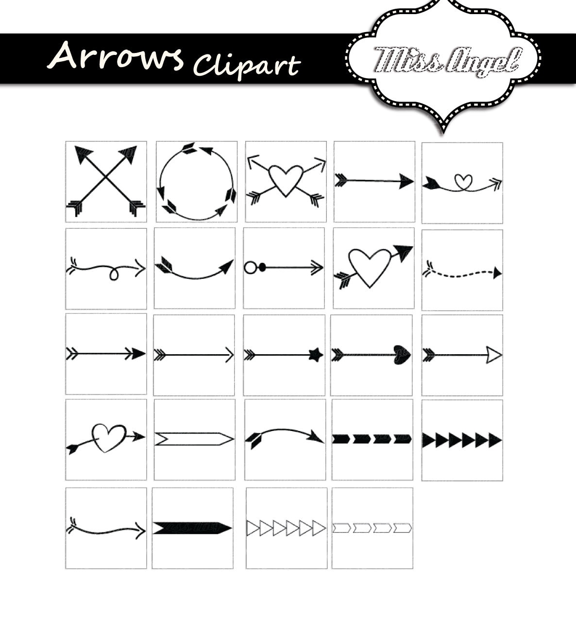 Arrows Hearts Clipart. Valentines Day Digital Arrows. Arrows Clip Art ...