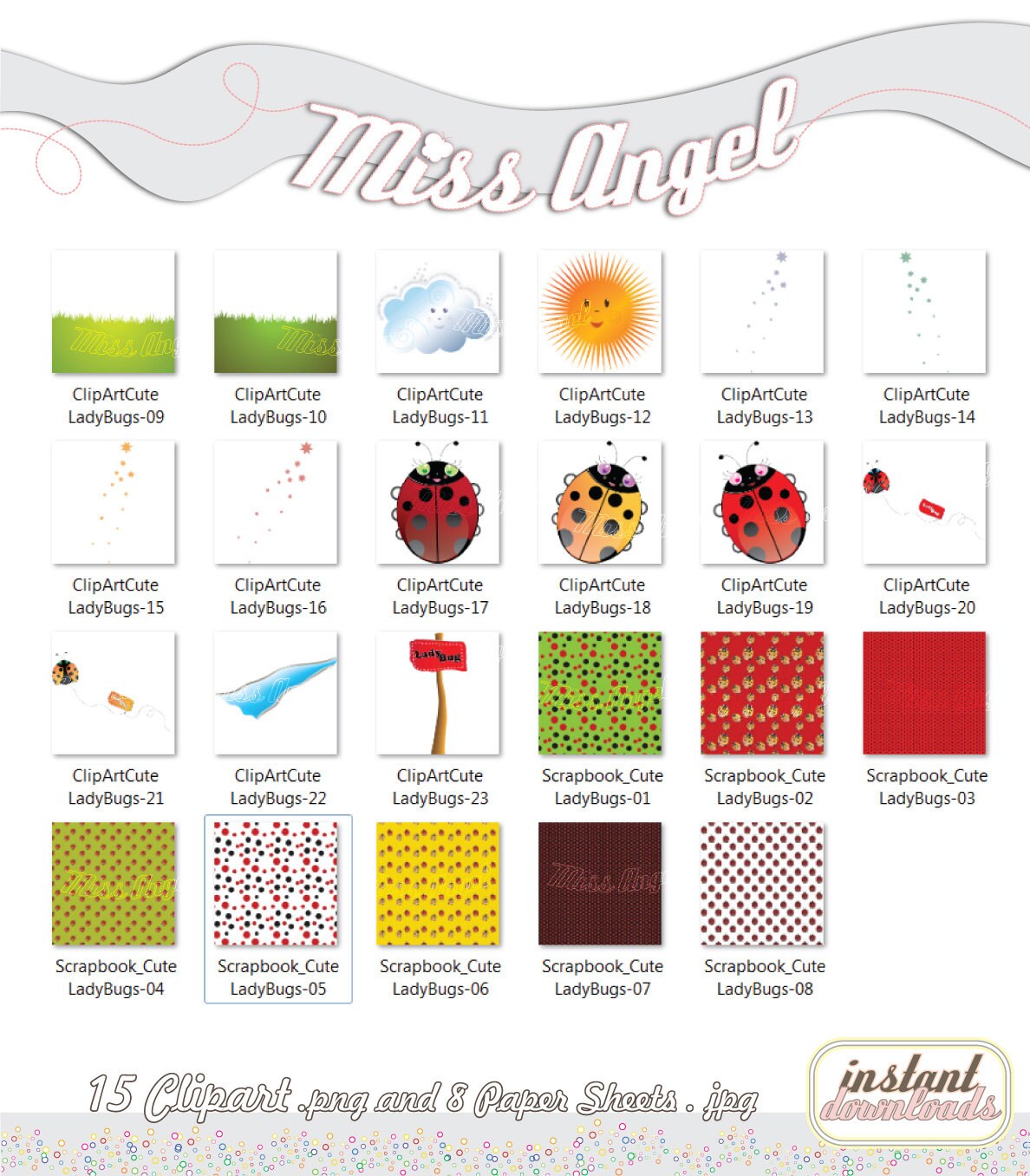 Spring Clipart, Ladybugs, Ladybug Digital Sheets. Ladybugs Clip Art and ...