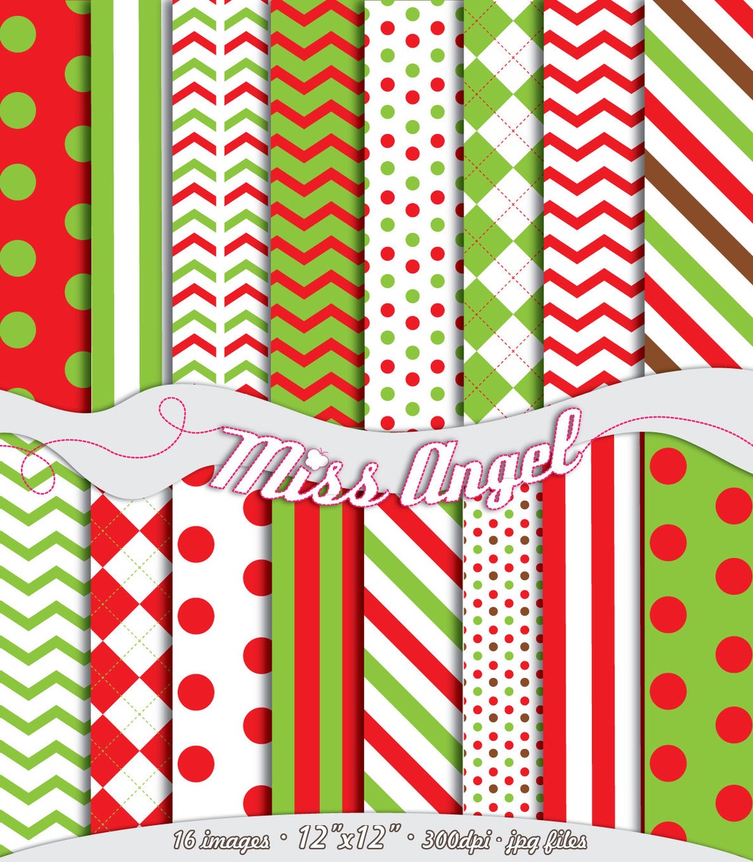 Christmas Digital Paper Sheets. Christmas Backgrounds Set. Pack 16 ...