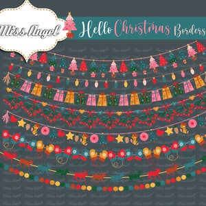 Christmas Bunting Banners Clipart. Digital Christmas Borders Clip Art ...