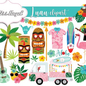 Luau CLIPART SET, Hawaii Summer Clipart. Printable Palm Tree, Toucan ...