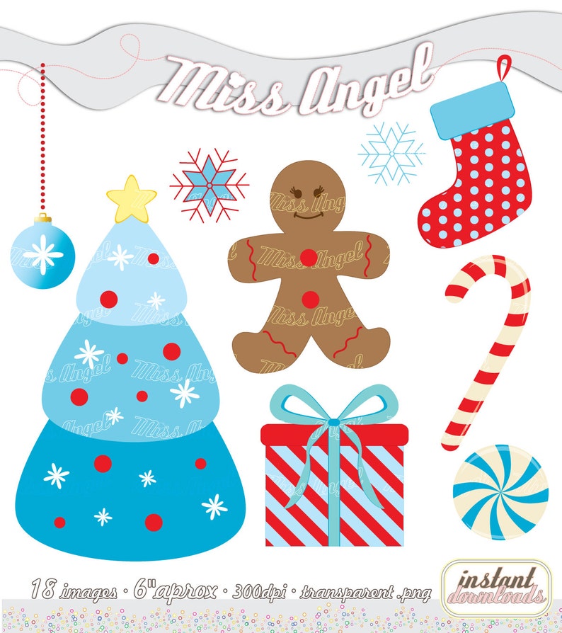 Christmas CLIPART. 18 Digital Christmas Clip Art. Printable ...