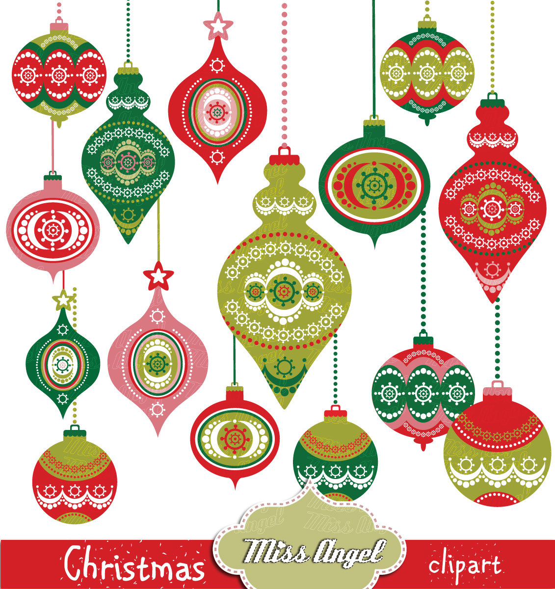 Christmas Decorations Clip Art, Christmas Balls Clipart Instant ...