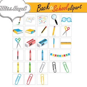 Back to School CLIPART. School Supplies Clip Art. School Illustrations ...