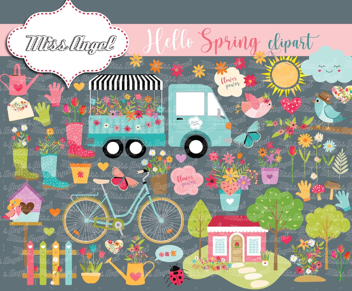 Spring Clipart Digital Set. Flowers Clipart. Small Commercial Use. PNG ...