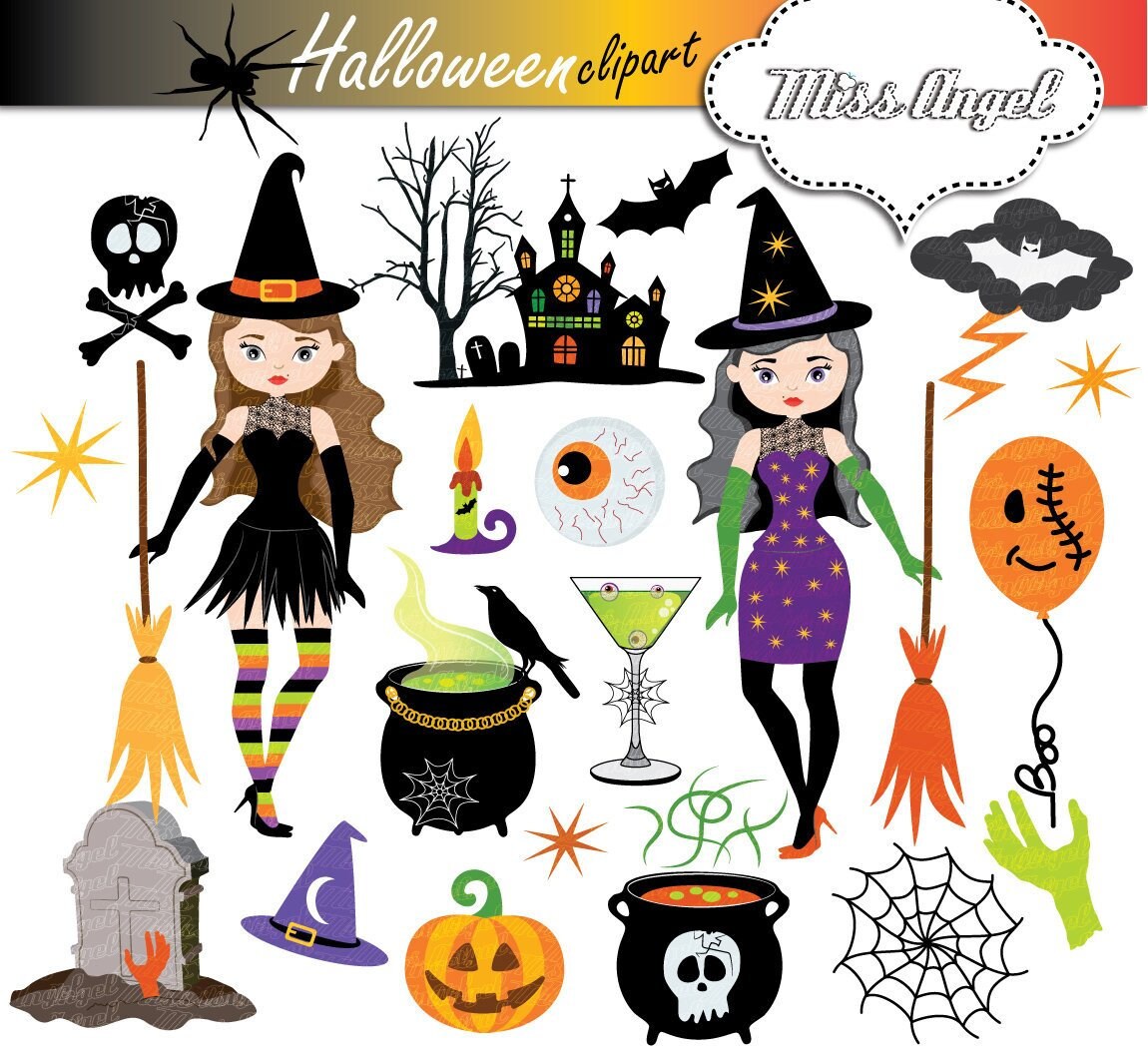 Halloween Witches Clipart. Halloween Witch Clip Art. Witch, Haunted ...