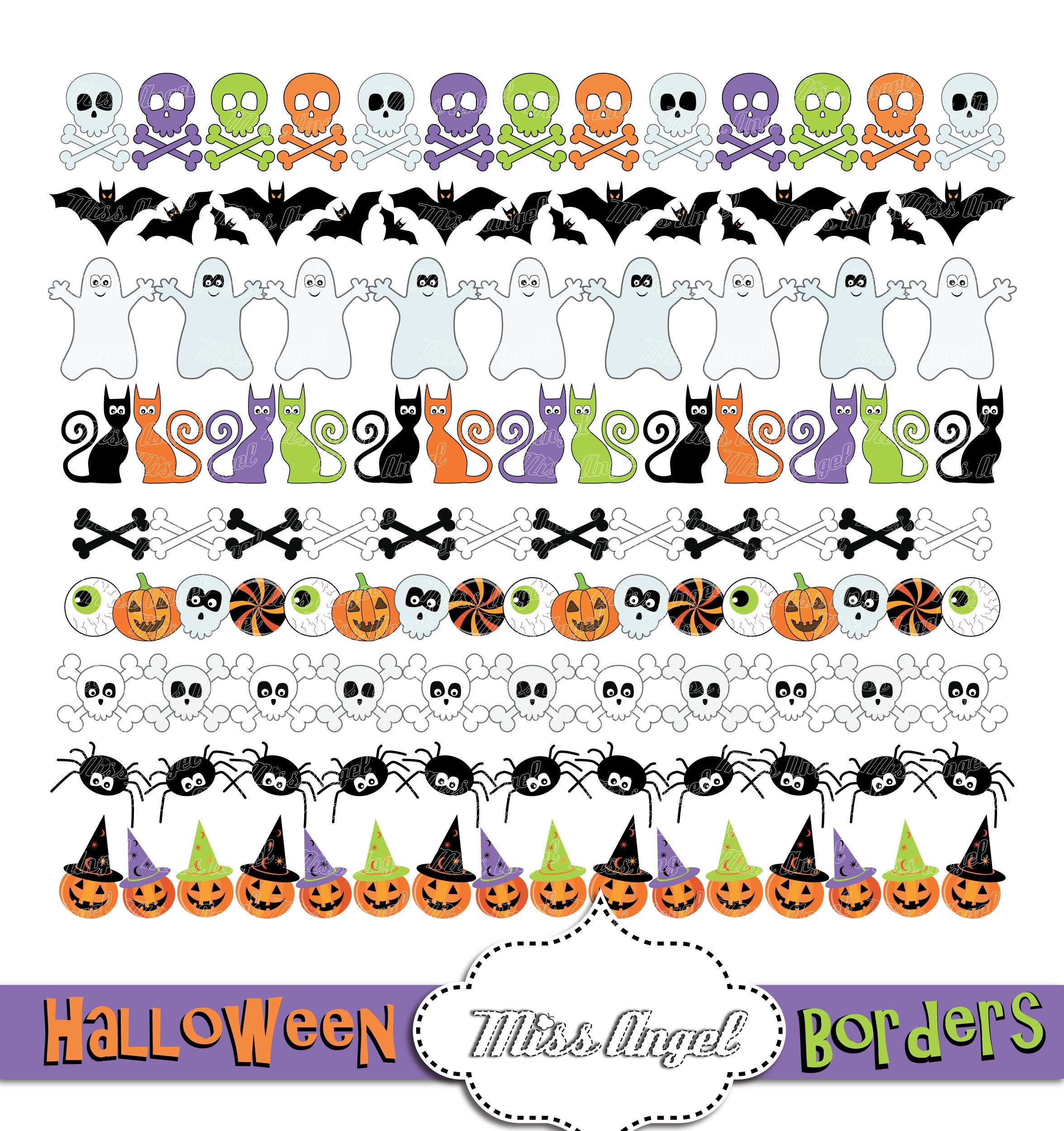 Halloween Borders Clipart. Halloween Digital Banners. Halloween Party ...