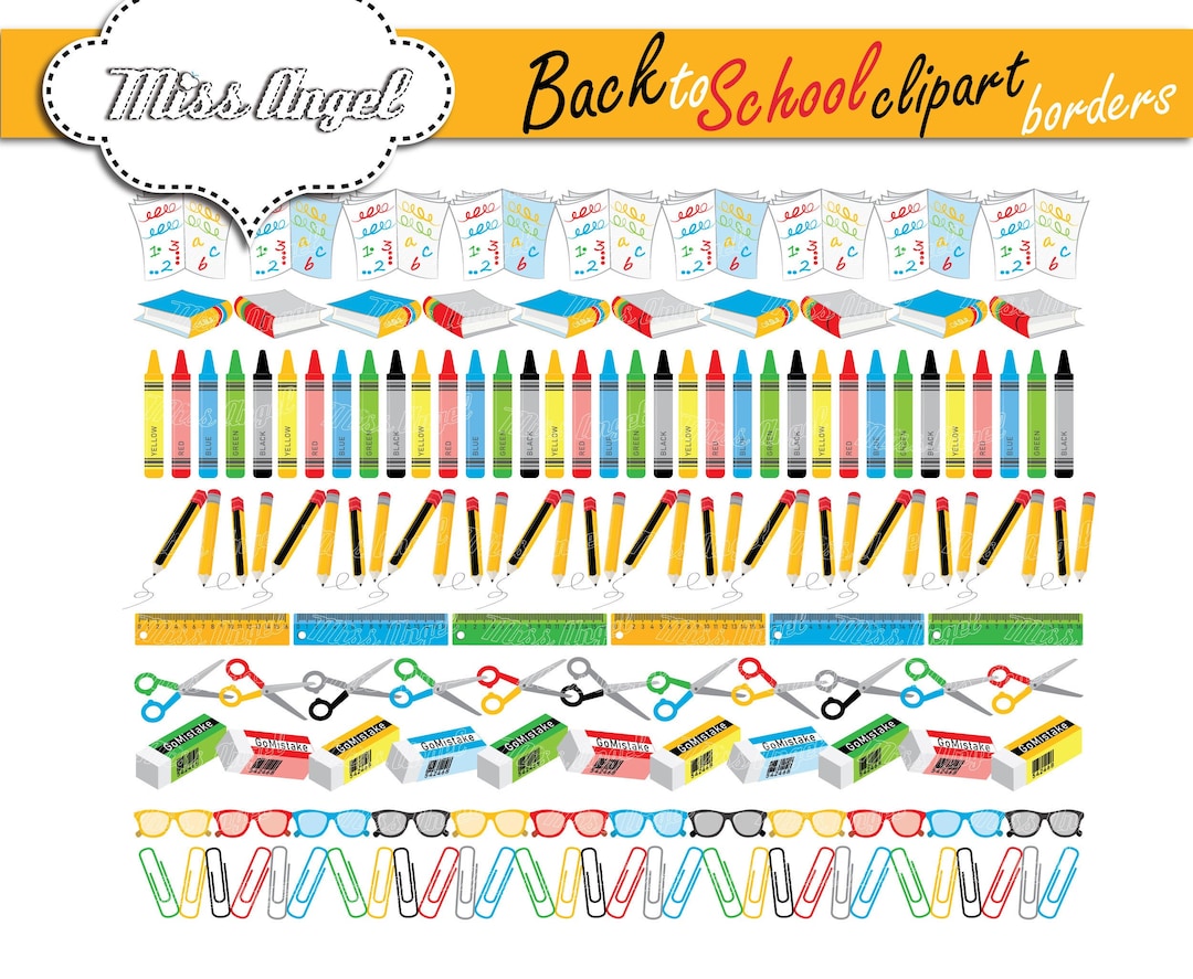School Borders Clipart. Back to School Borders. School Supplies ...