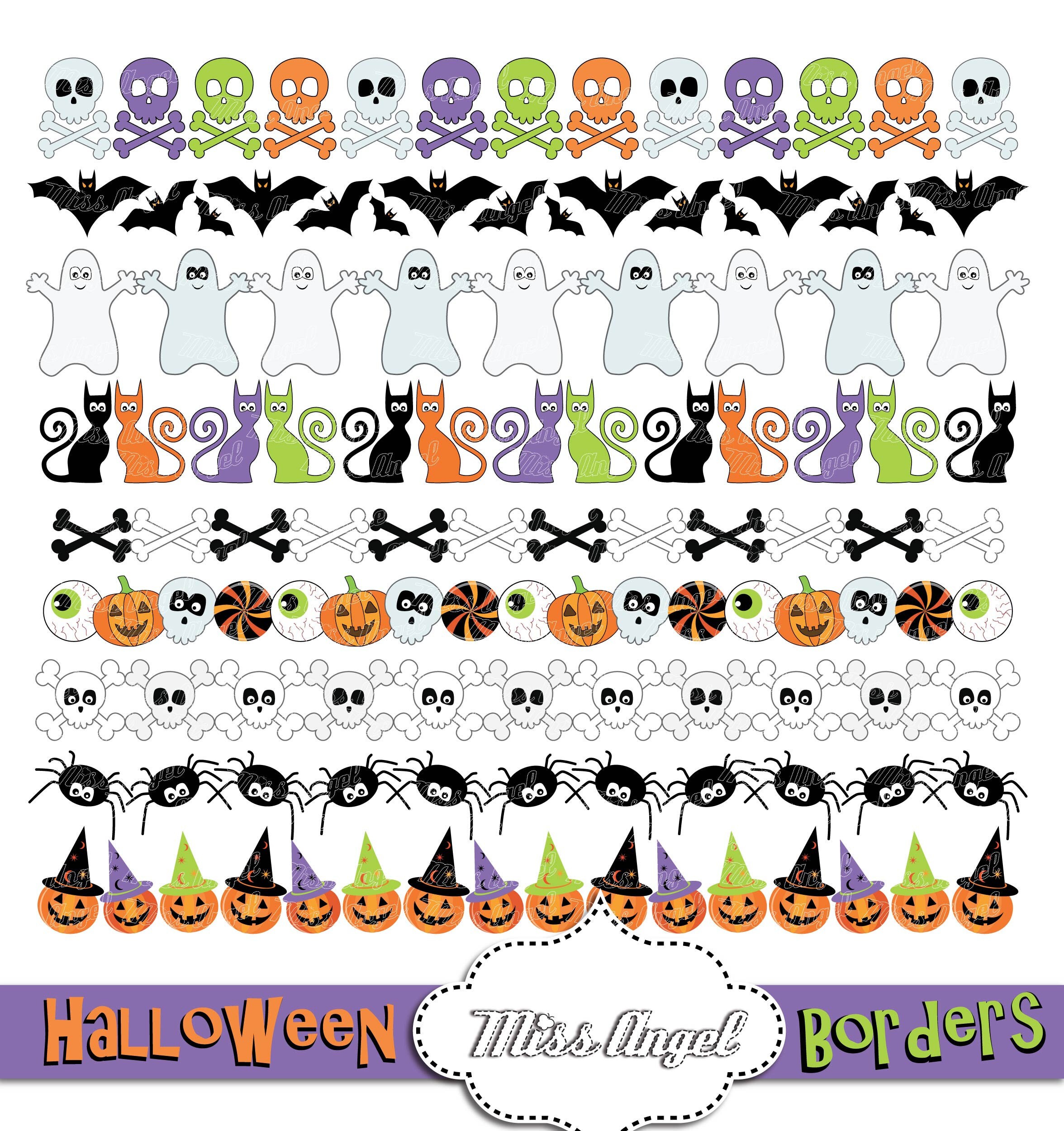 Halloween Borders Clipart. Halloween Digital Banners. Halloween Party ...
