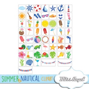 Summer Nautical Clipart Bundle. Hawaii Tropical Beach Clip Art ...