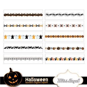 Halloween Digital Borders Clipart. Cute Halloween Ribbons. Bunting ...
