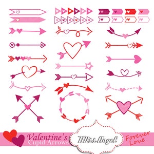Valentines Cupid Arrows Clip Art. 24 Love Arrows. Digital Clip Art ...