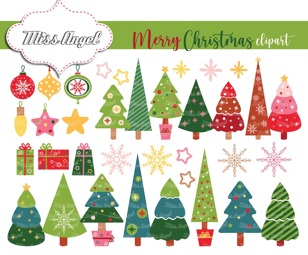 Christmas Trees Clipart. Christmas Tree Décor CLIP ART. Christmas Tree ...