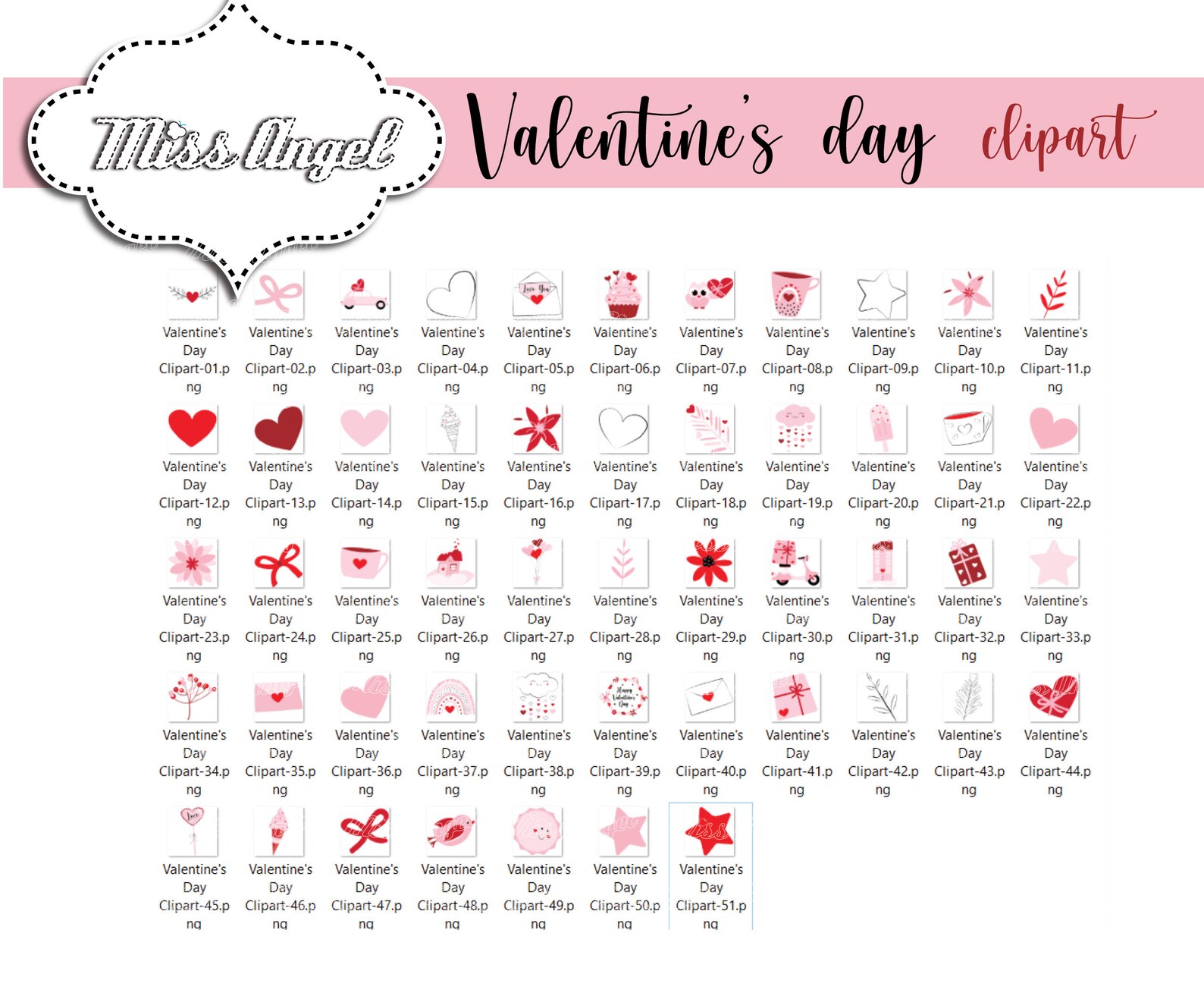 Valentines Day Clipart. Valentine Clipart Bundle. Pink Red Hearts ...