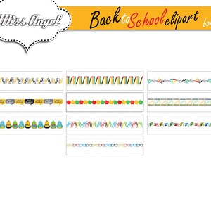 Back to School CLIP ART Borders. School Borders. School Supplies ...