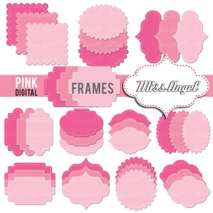 Pink Digital Frames, TAGS Clipart, 36 Digital Labels Clip Art ...