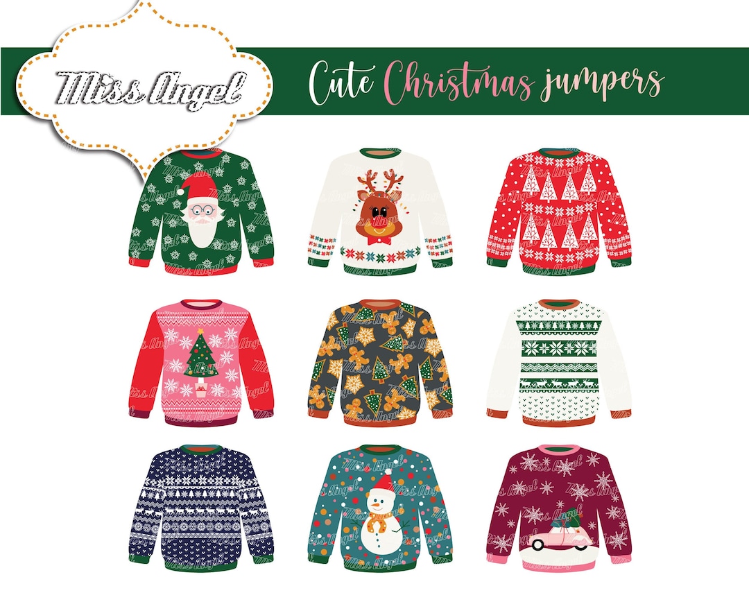 Christmas Jumpers Clipart. Cute Ugly Digital Christmas Jumpers Clip Art ...