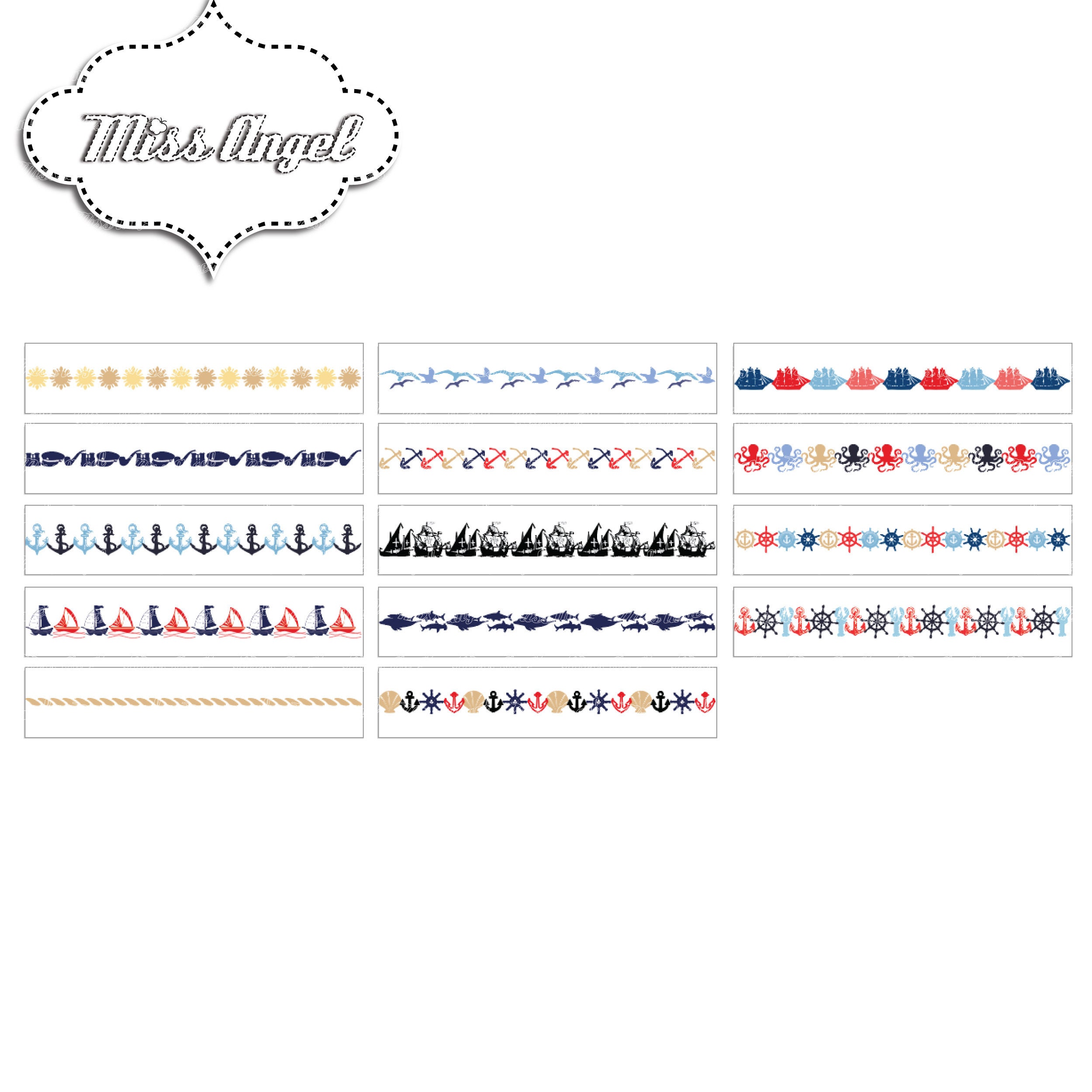 Nautical Borders Clipart. Digital Nautical Bunting Banners. Sailing ...